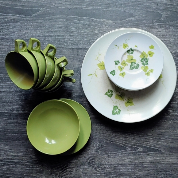 Dining | Vintage 2 Piece Texas Ware Ivy Pattern Melmac Dish Lot | Poshmark